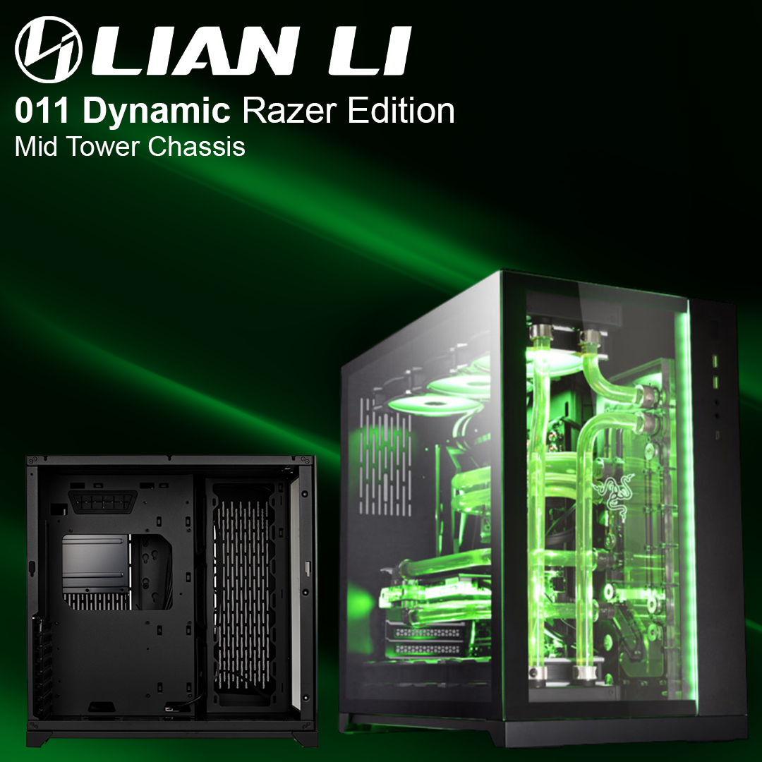 Lian Li 011 Dynamic Razer Edition Mid Tower Chassis - Black | Le Vend ...